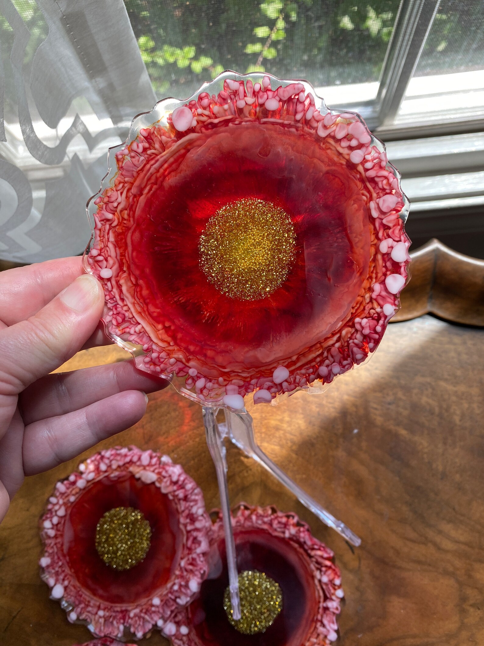 Handmade Ruby Red Resin Coasters, Gold Center, Set of 4 - Etsy