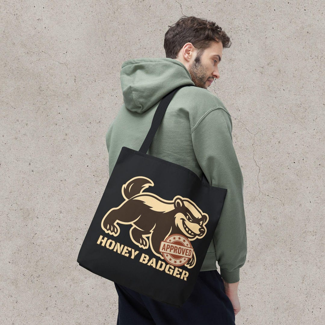 Honey Badger Approved Tote | Canvas Tote Bag, Animal Lover - Etsy