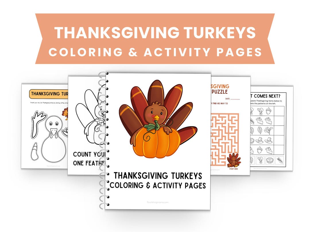 Thanksgiving Turkey Coloring & Activity Pages - Etsy