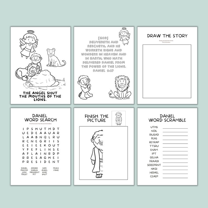 Daniel and the Lion's Den Coloring Pages Bible Story Activity Pages ...