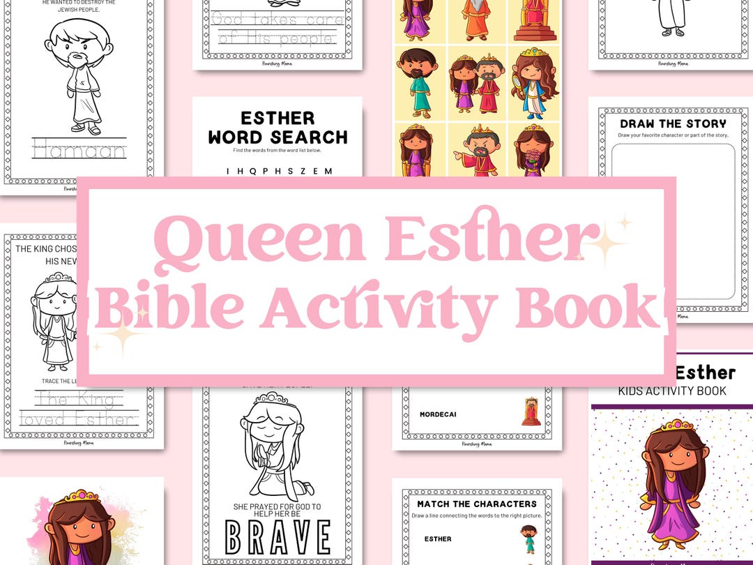 Queen Esther Kids Activity Book: Bible Story Coloring Pages (digital ...