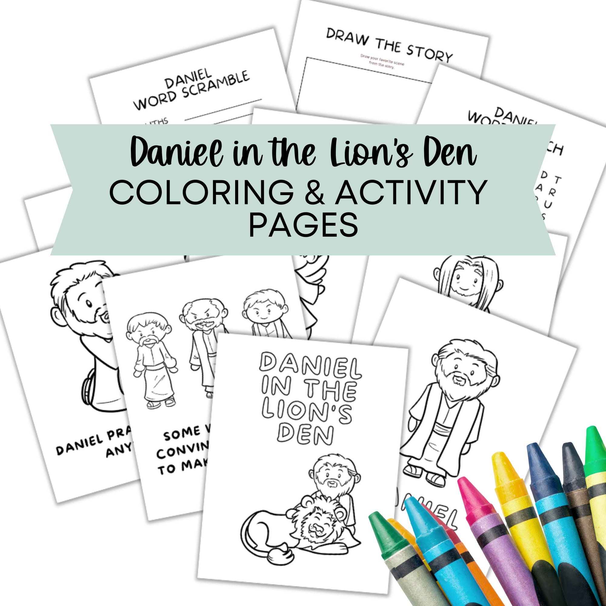 Daniel and the Lion's Den Coloring Pages Bible Story - Etsy UK