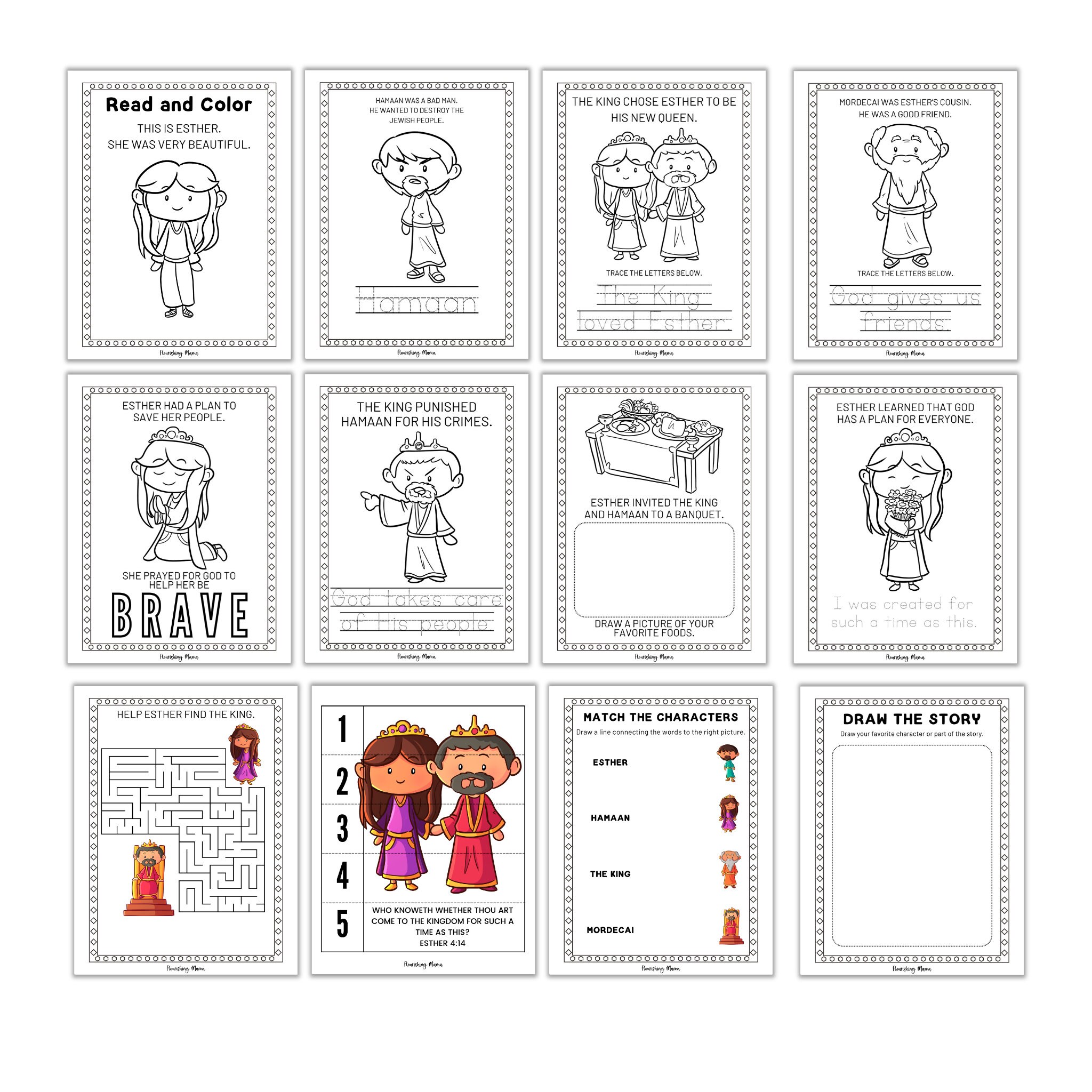 Queen Esther Coloring and Activity Pages Bible Story Coloring Pages - Etsy