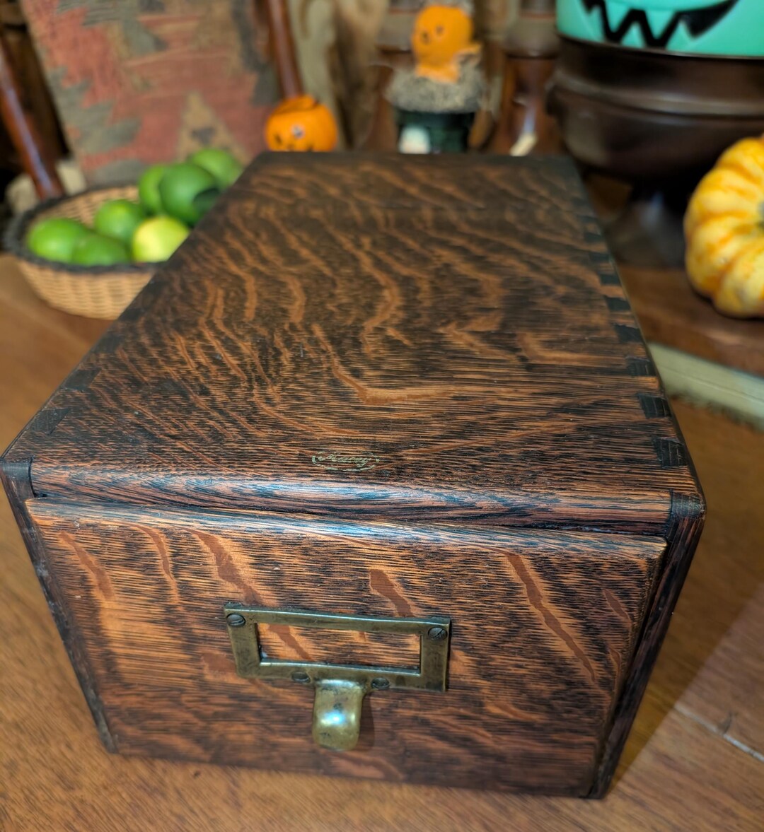 Vintage Macey Tiger Oak Index Card Drawer, Dovetail Cabinet Filing ...
