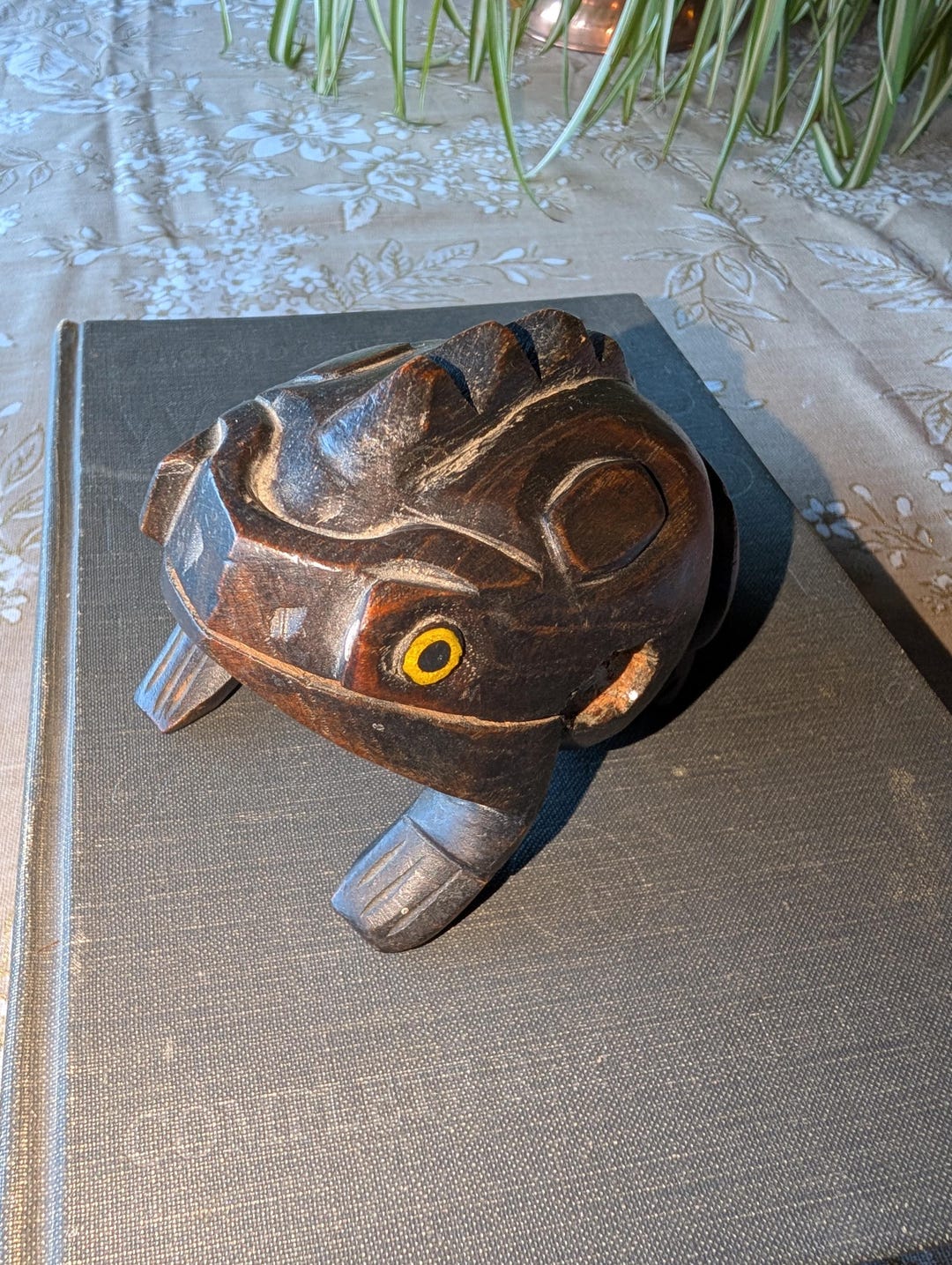 Vintage Wood Carved Frog Toad Figurine Musical Toad Instrument, Missing ...