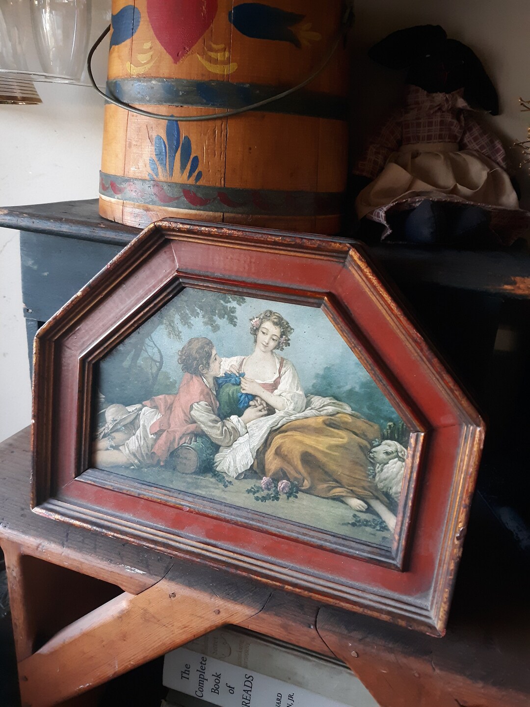 Vintage Romantic Scene Shepard Love Scene, Art, Unique Ornate House ...