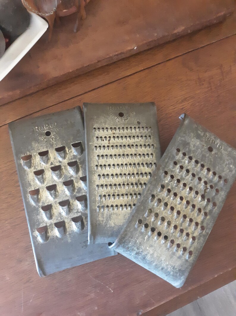 Vintage Primitive Large Metal Handheld Grater Curved, Wonder Shredders ...