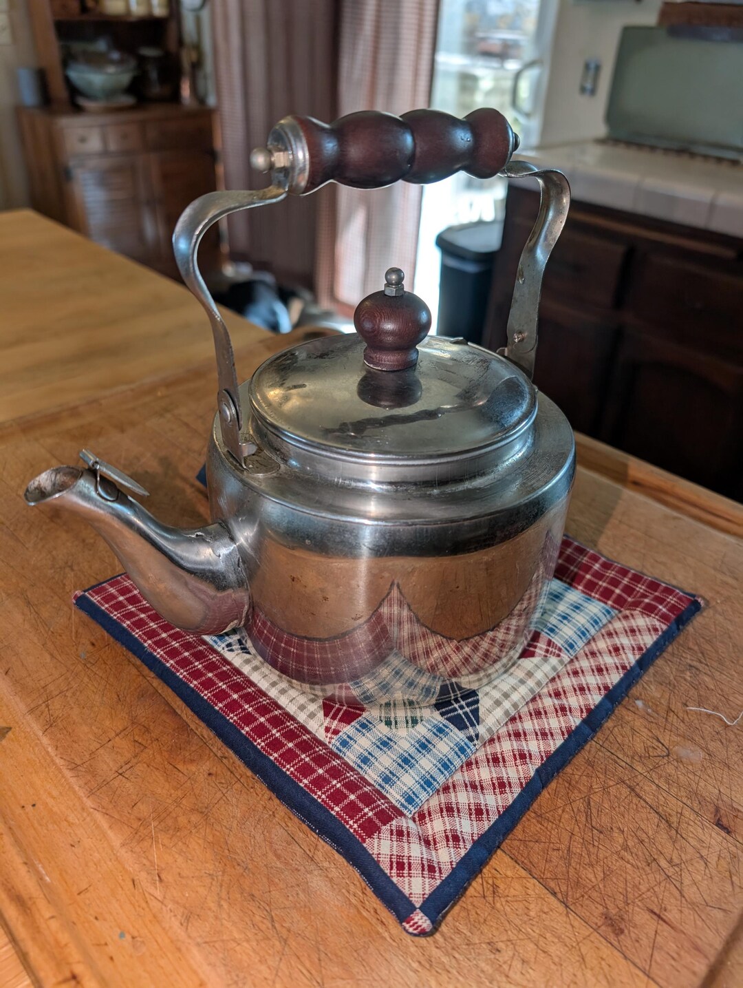 Vintage Primitive Rustic Stainless Steel Kettle Kitchen Art Co. Korea ...