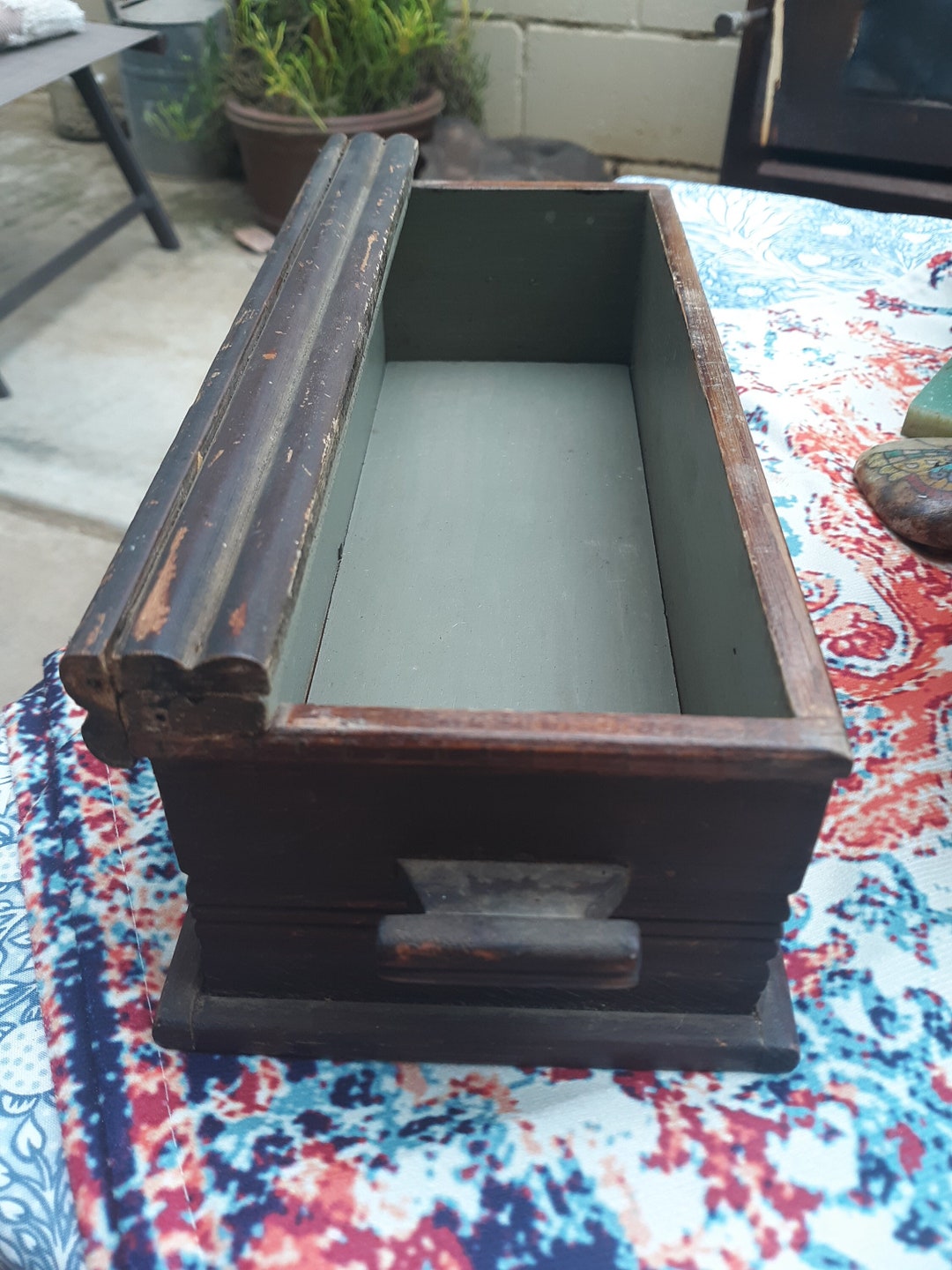 Vintage Wooden Sewing Drawer Box, Ornate, Patina, Storage, Diy, No Lid ...