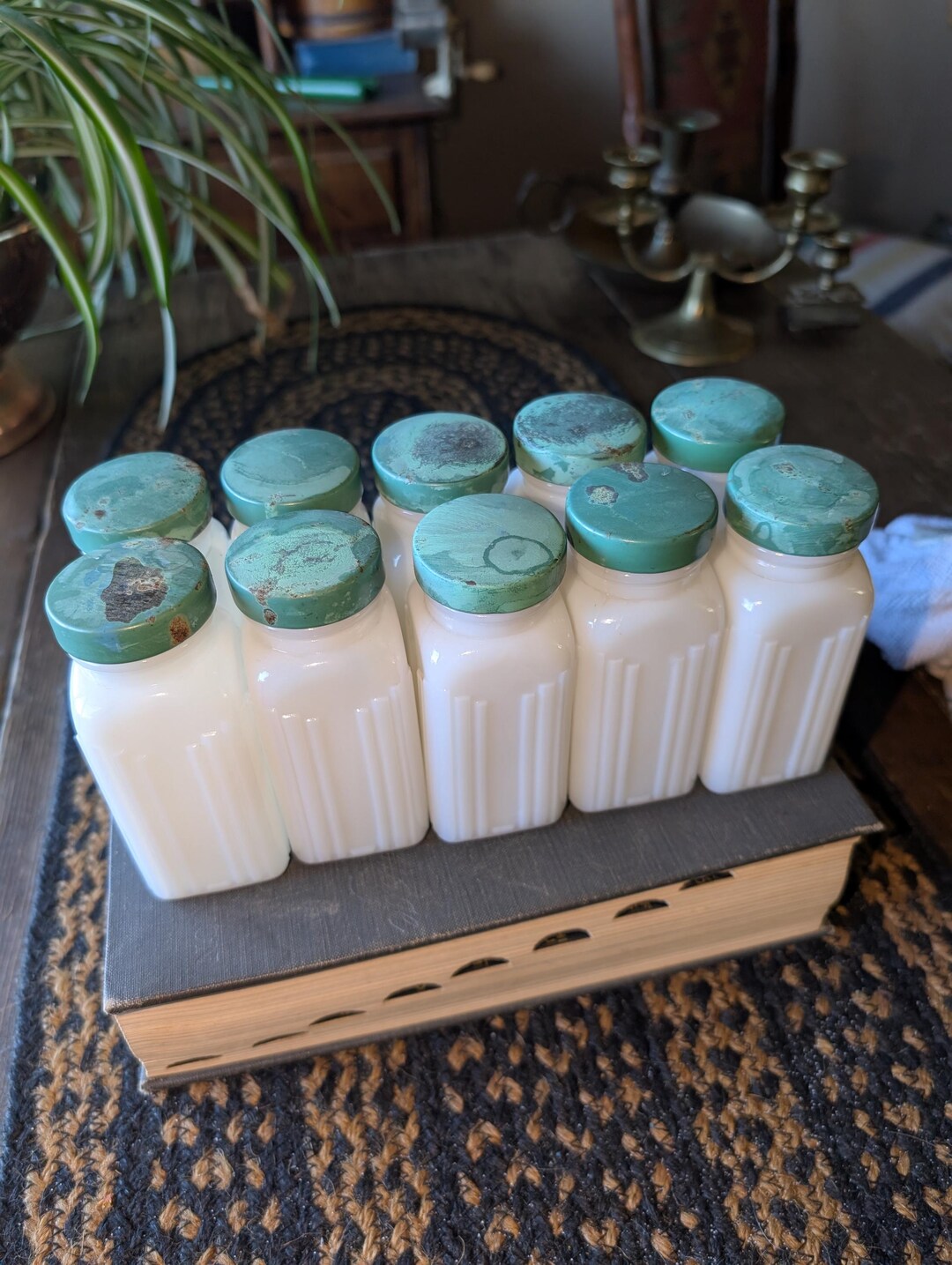 Milk Glass Spice Jars