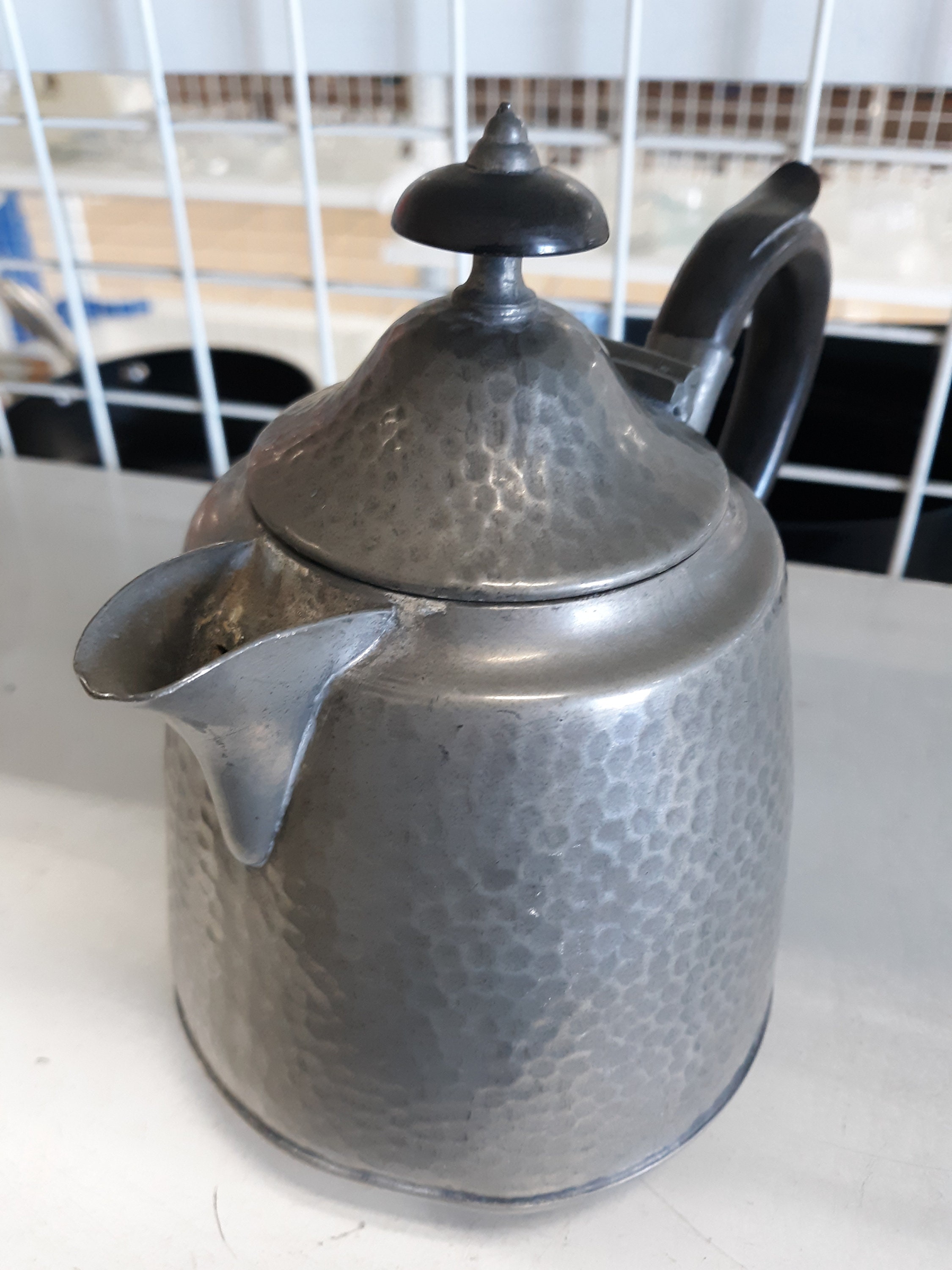 Primitive Vintage Pewter Kettle Civic Trade Mark Pewter 3553 England - Etsy