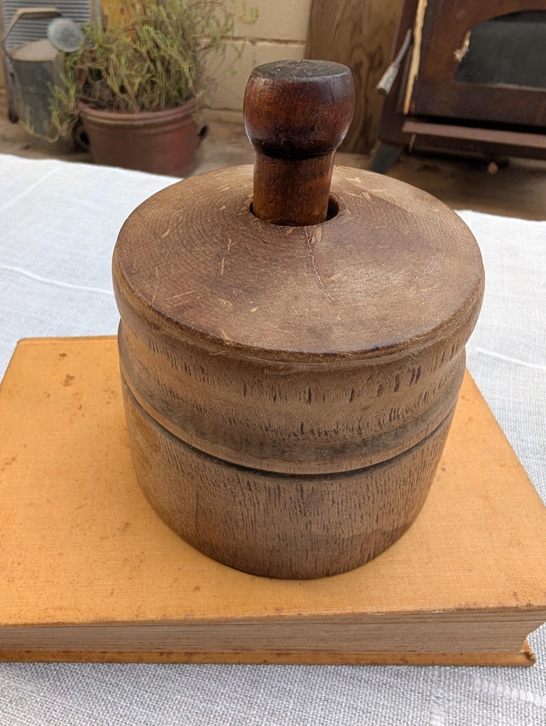 Vintage Large Primitive Rustic Wood Butter Mold, Pineapple Mold ...