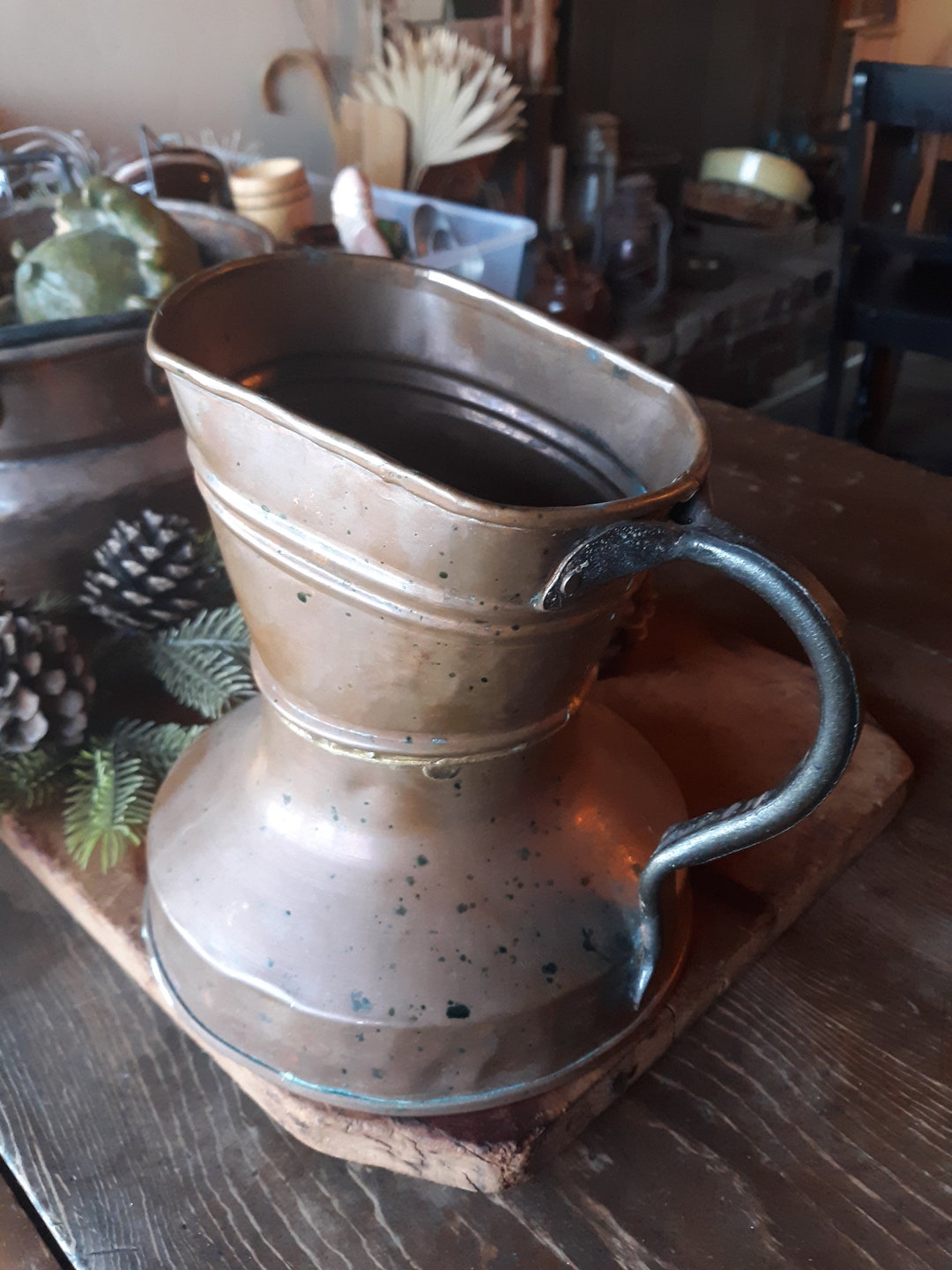 Old World Solid Copper Made in Turkey Kettle Pot. Primitive, Rustic ...