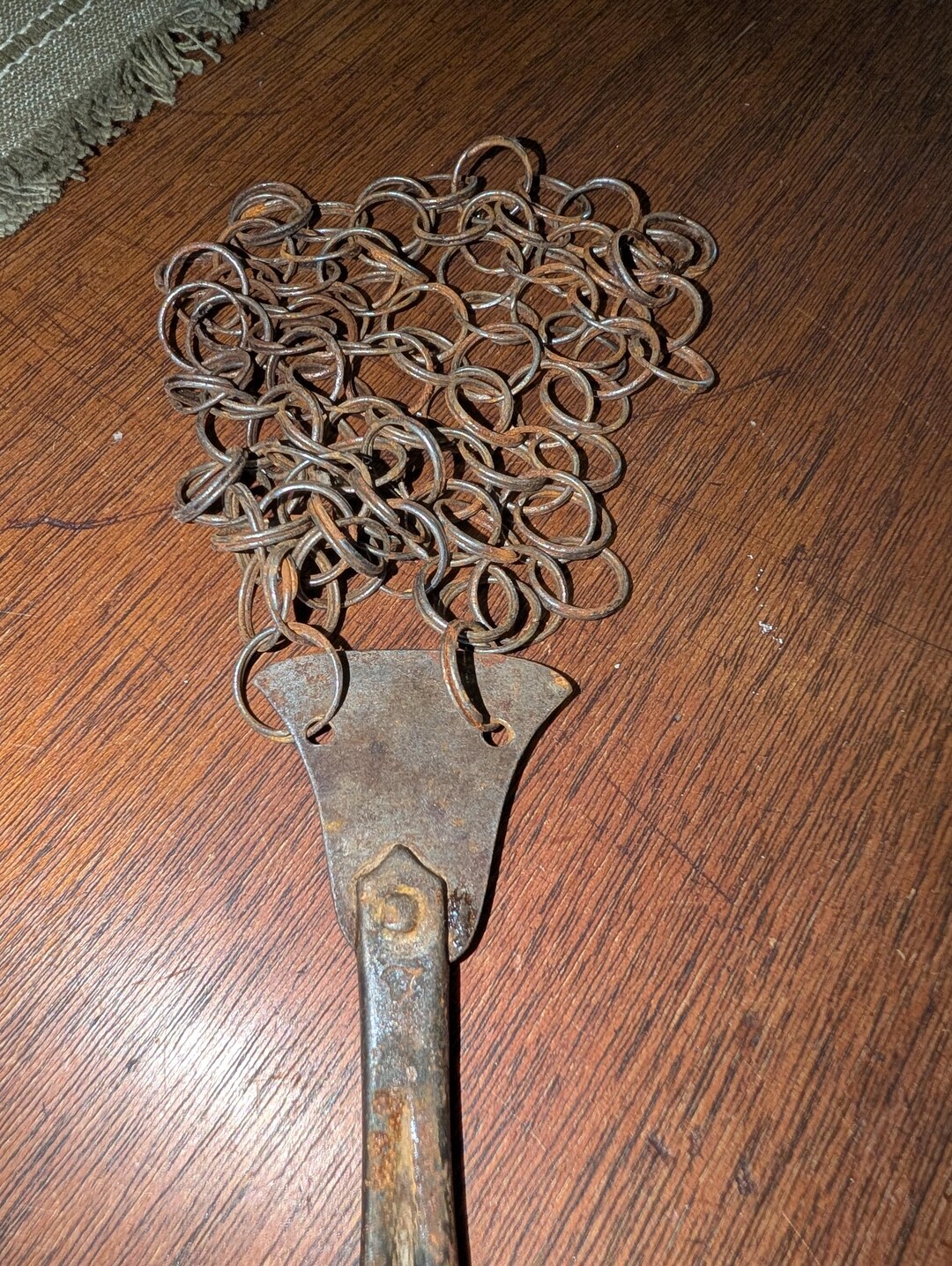 Vintage Antique Primitive Old World Rustic Metal Net Chain Pot Scrubber ...