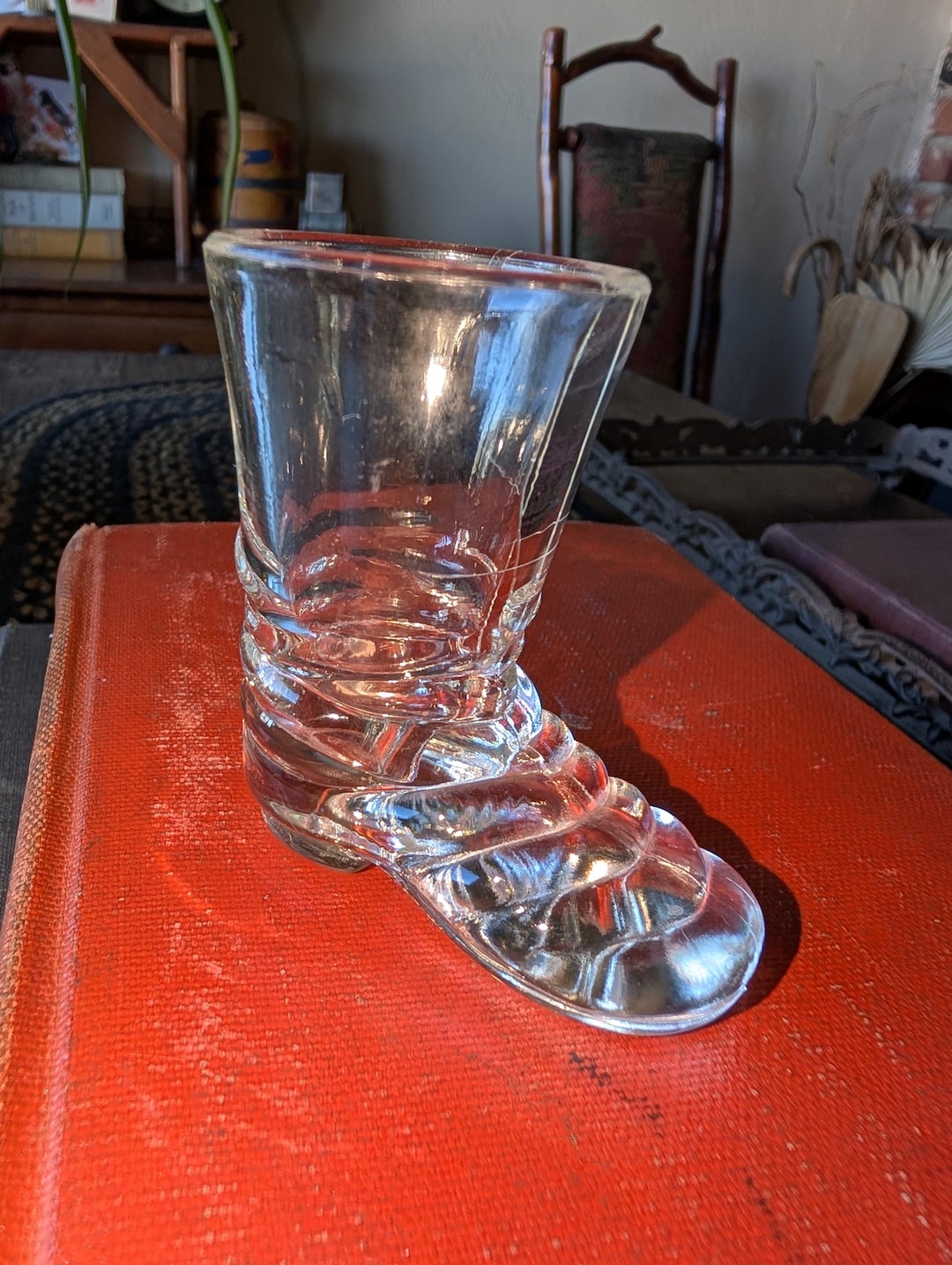 Vintage Chunky Glass Santa Boot Shot Glass Christmas Decor, Barware ...