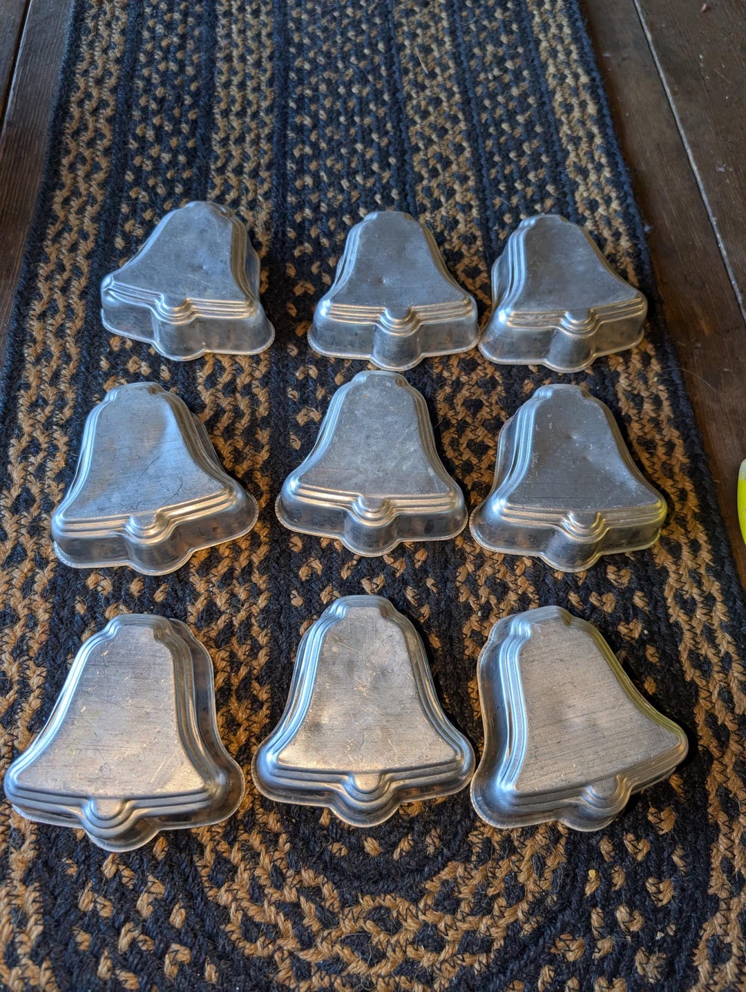 Vintage Aluminum Bell Molds Tins, Set of 9, Baking, Christmas Baking ...