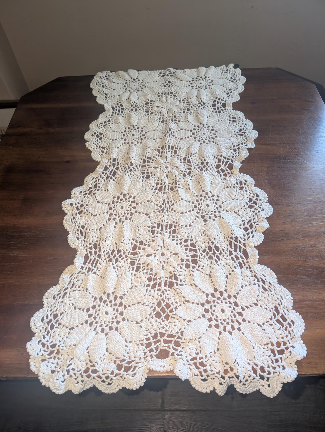 Vintage Crochet Table Runner Handmade by Others, Grandma Core Chic ...