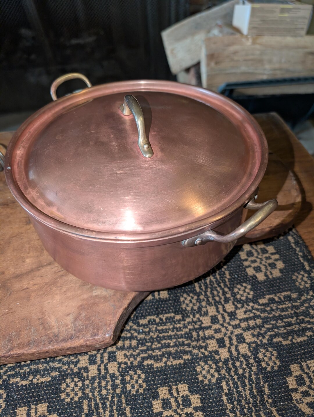 Vintage Cooper Pot Lidded Medium Size, Marking on Bottom Made in ...