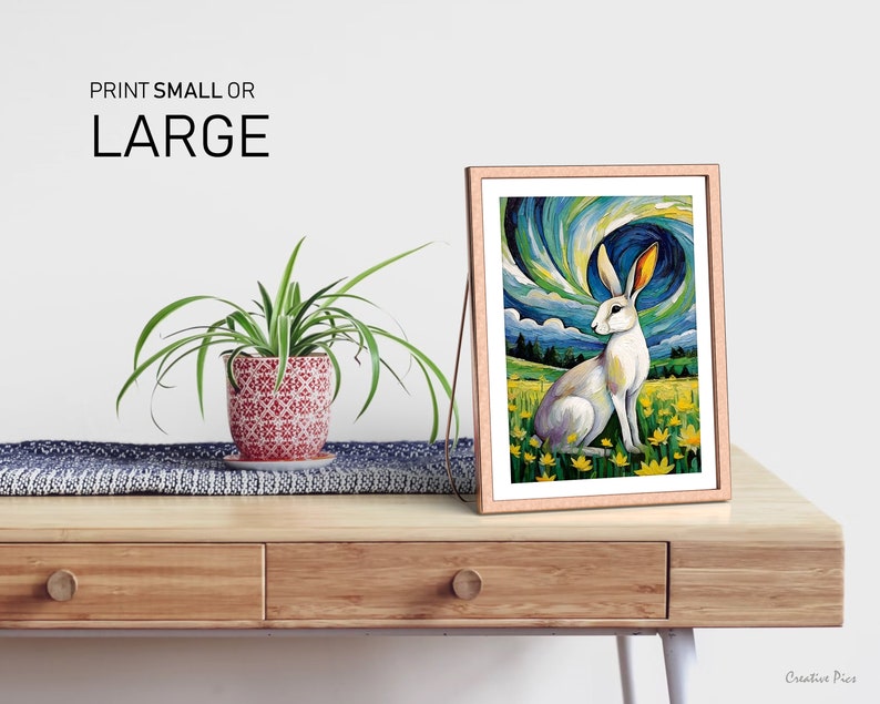 Whimsical Art Deco Hare Wall Art Painting Nature Wall Art Colourful ...