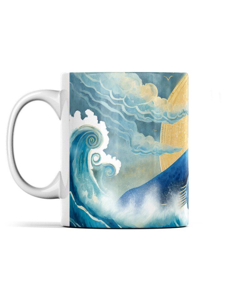 Moby Dick Inspired Whale Mug - Art Deco Style, Rough Seas Coffee Cup - Etsy