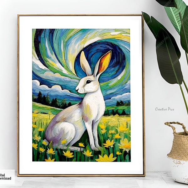 Colourful Hare Rabbit Art - Etsy