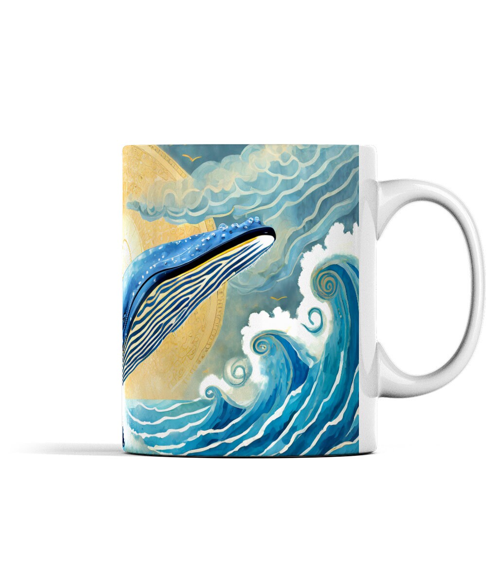 Moby Dick Inspired Whale Mug Art Deco Style, Rough Seas Coffee Cup - Etsy