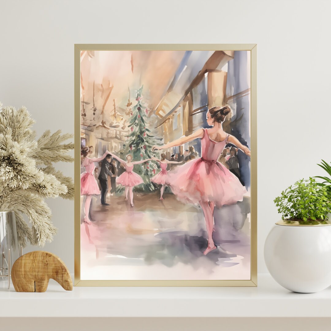 Nutcracker Ballet Performance - Watercolor Art Print of Ballerinas ...