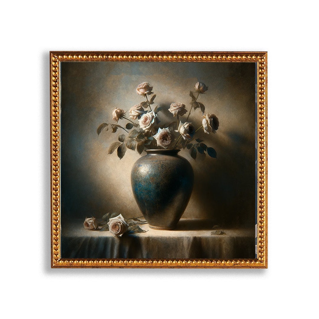 Classic Still Life With Roses Ar, Floral Still Life, Vintage Vase With ...