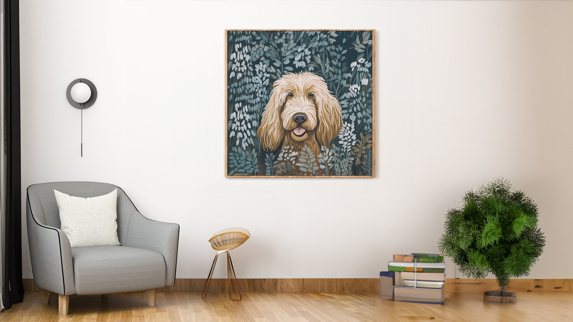 Pet Portrait, Golden Retriever Art Print, Dog Wall Art, Nature Inspired ...