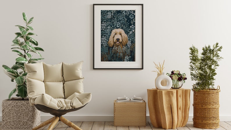 Pet Portrait, Golden Retriever Art Print, Dog Wall Art, Nature Inspired ...