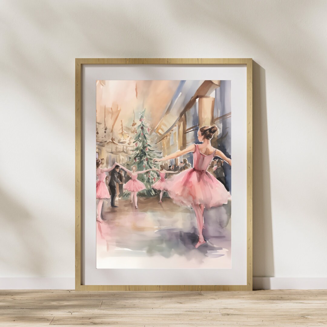 Nutcracker Ballet Performance - Watercolor Art Print of Ballerinas ...