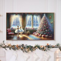 Ballerina Christmas Tree Illustration Pink Ballet Dancers With Festive ...
