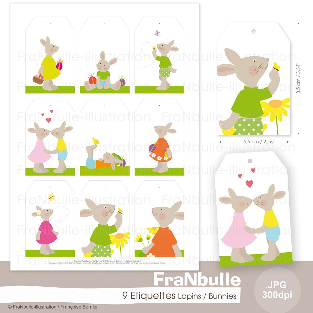 Printable Labels "little Bunnies", Labels for Easter or for Children's ...