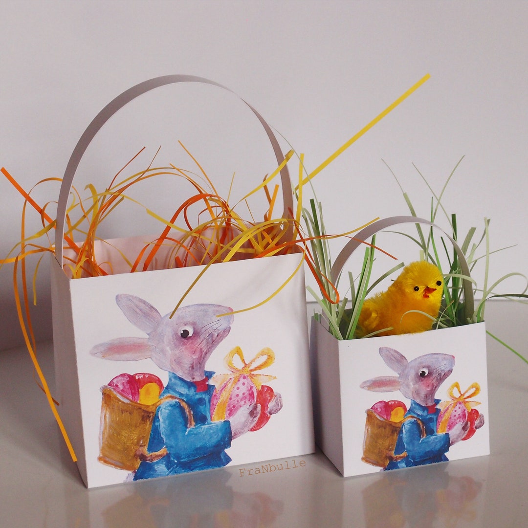 Printables. Easter Large and Small Baskets With Bunny, to Print and to ...