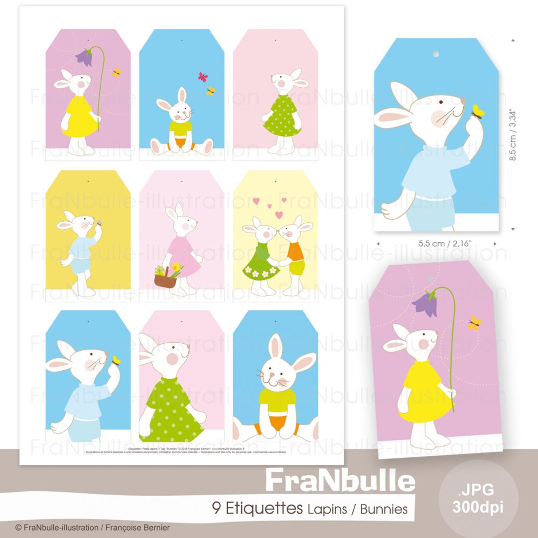 Printable Easter Gift Tags, Easter Bunny Tags, Bunny Label Printable ...