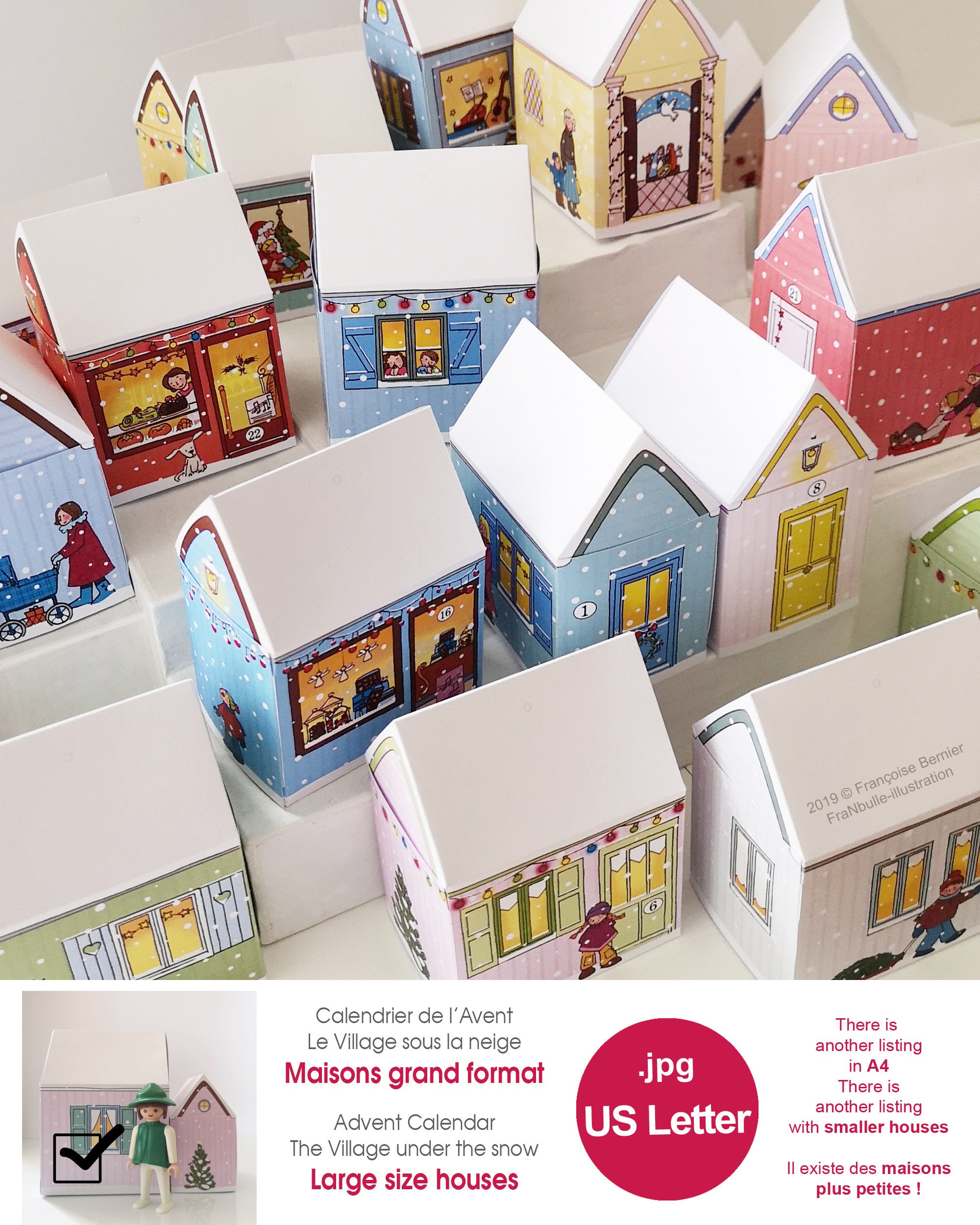 Printable Large Boxes to Make Houses and a Snowy Christmas - Etsy