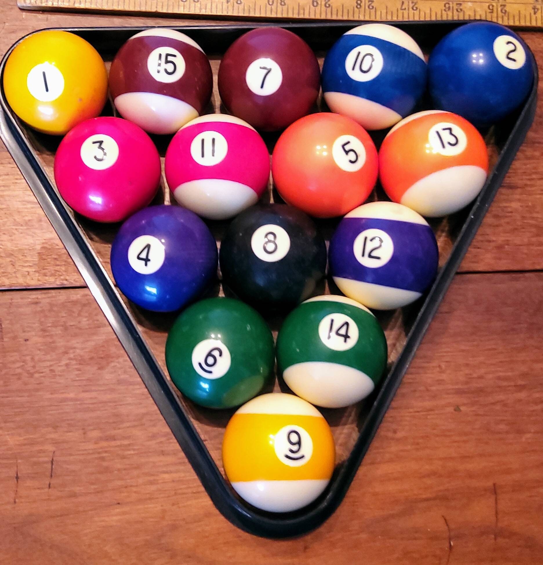Pool Balls Billiards Set Pre-owned With Black Plastic Rack Pool Table ...