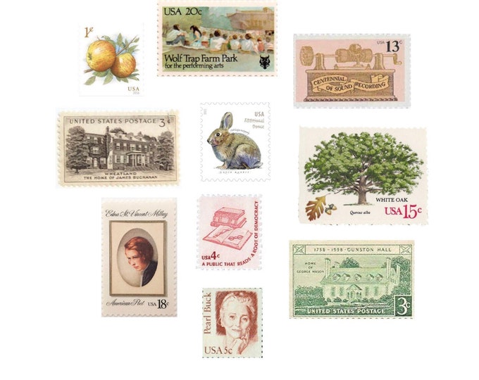 Spring Romance Assortment | Vintage Postage Stamps | Curated | Spring ...