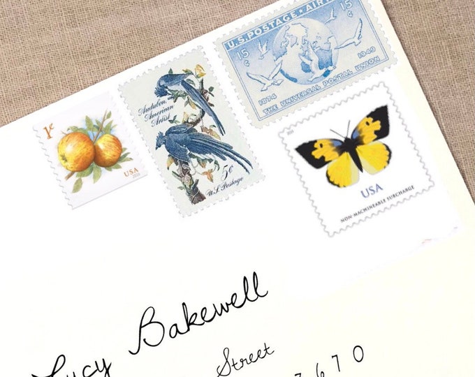 Vintage Postage | Blue & Yellow | Butterfly | 4 Stamp Set| 3 Oz Letter ...