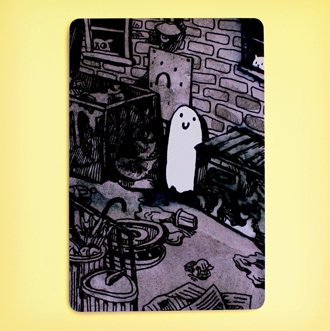 Trash Ghost Postcard / Mini Print - Etsy