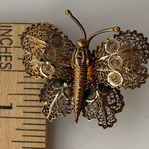 Filigree Gilt Butterfly Brooch - Etsy