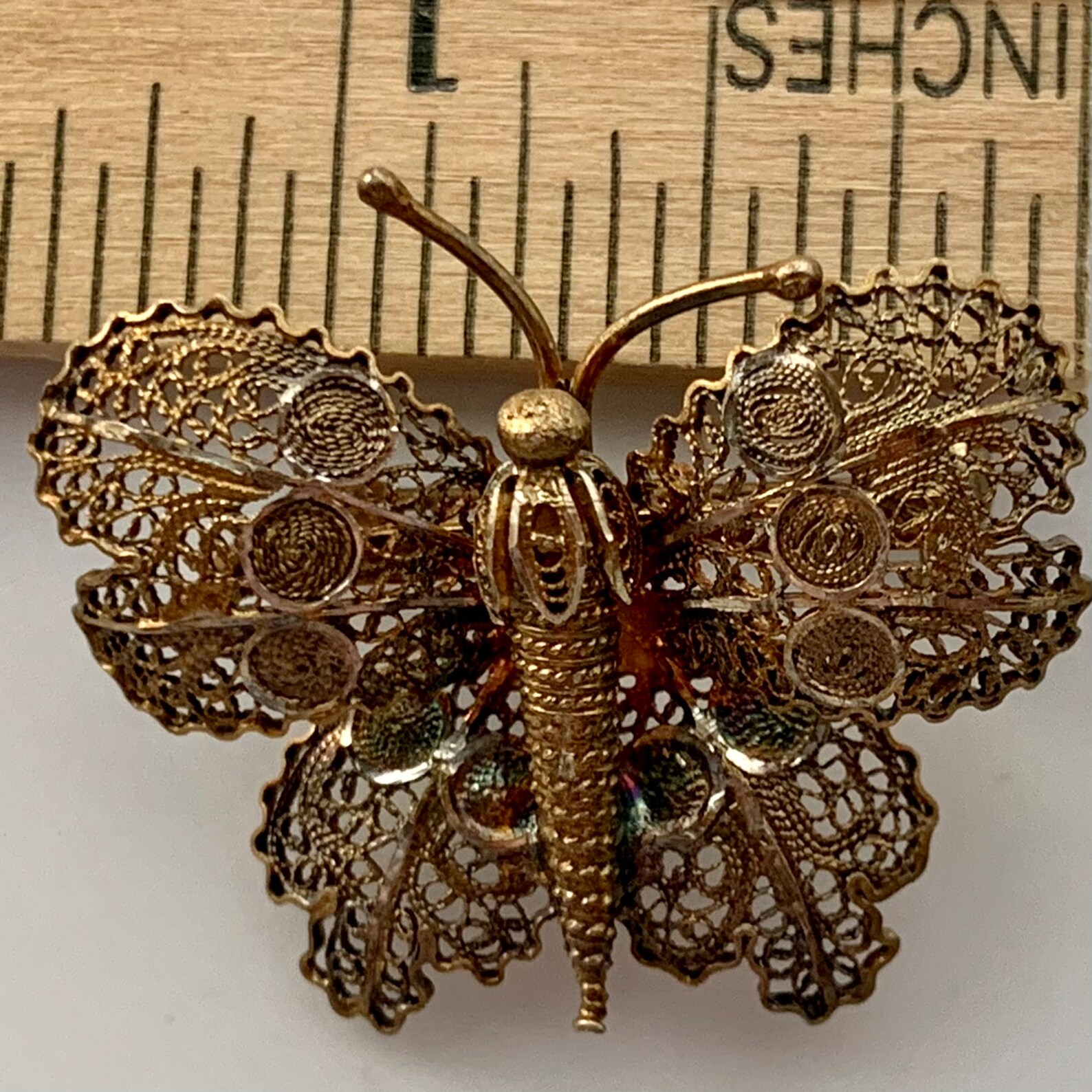 Filigree Gilt Butterfly Brooch - Etsy