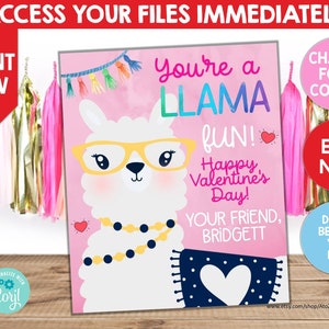 You're a Llama Fun Valentine's Day Card, School Valentine, Valentine ...