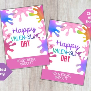 Valentine Slime Card, Happy Valen-slime Day, Will You Be My Valen-slime ...
