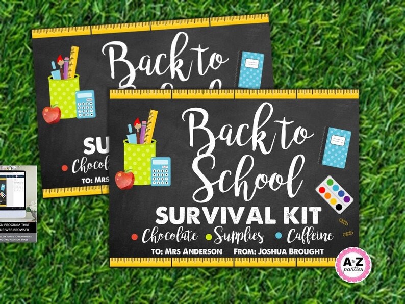 Back to School Teacher Survival Kit Label Editable Back to - Etsy