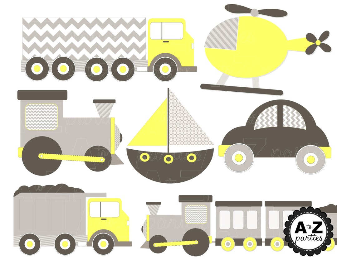 Transportation Commercial Clip Art Set Car Helicopter - Etsy