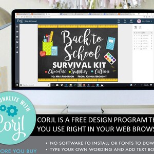 Back to School Teacher Survival Kit Label Editable Back to - Etsy