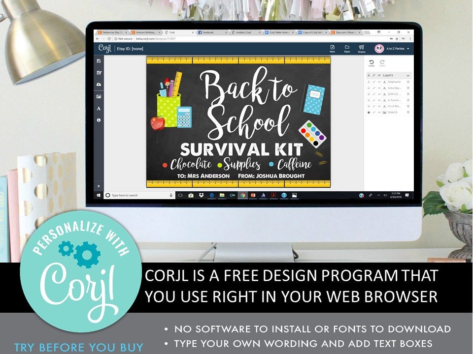 Back to School Teacher Survival Kit Label Editable Back to - Etsy