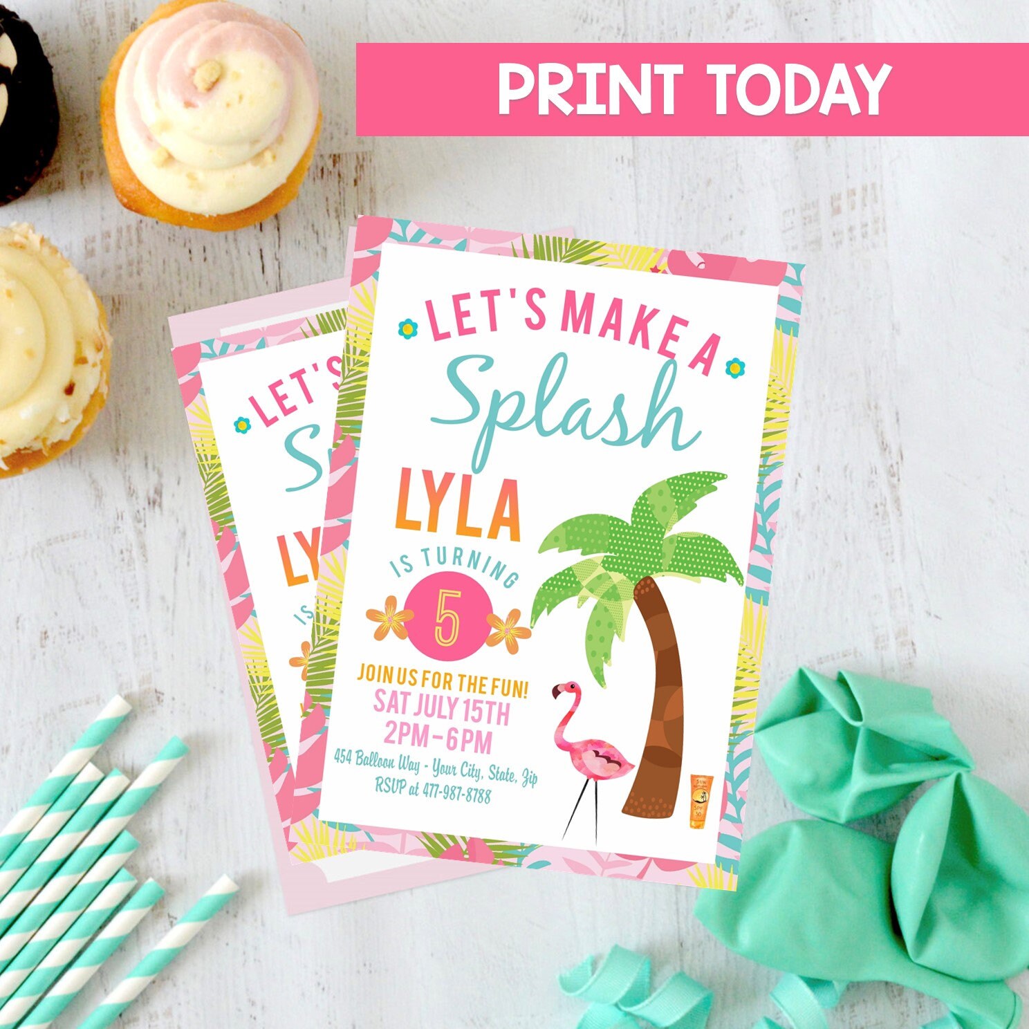 Let's Make a Splash Watercolor Pool Invitation Pool | Etsy