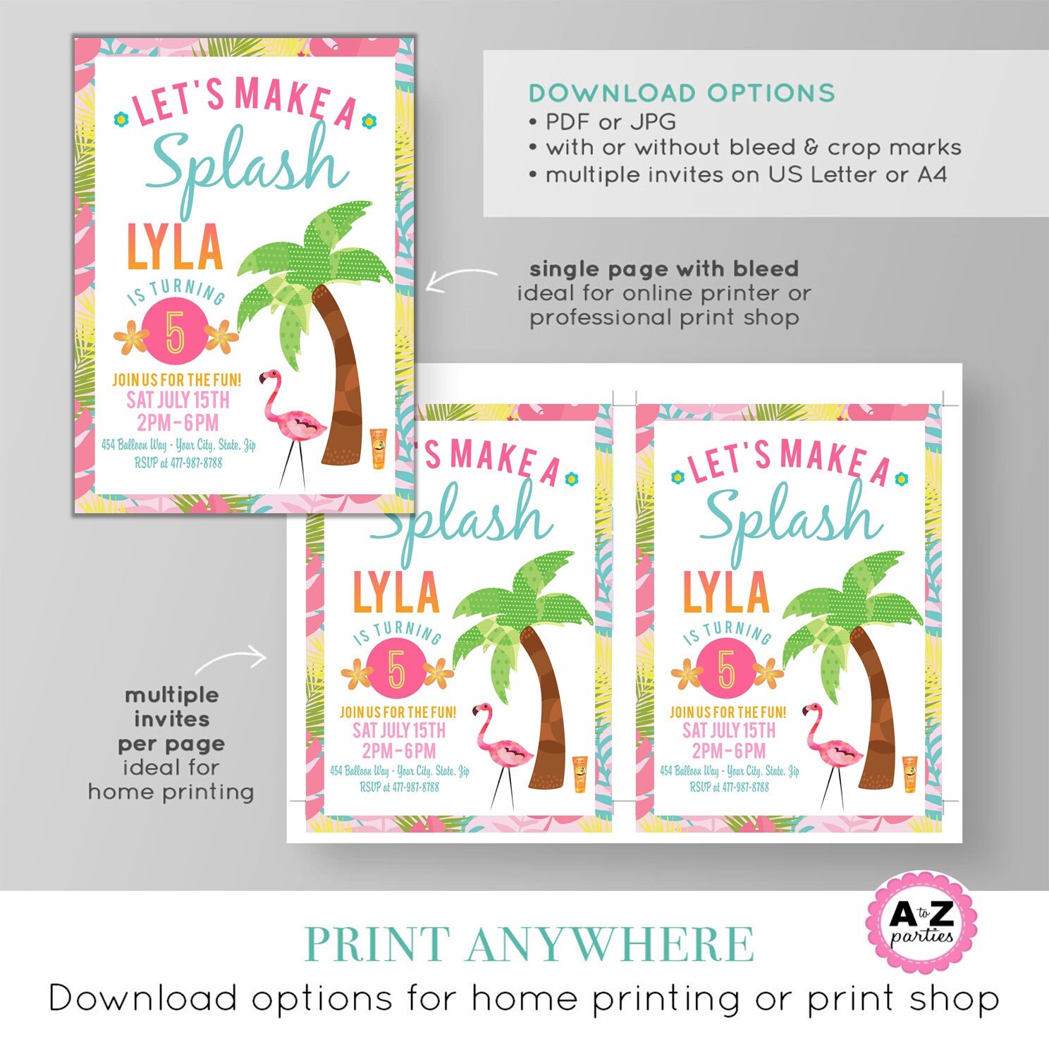 Let's Make a Splash Watercolor Pool Invitation Pool | Etsy